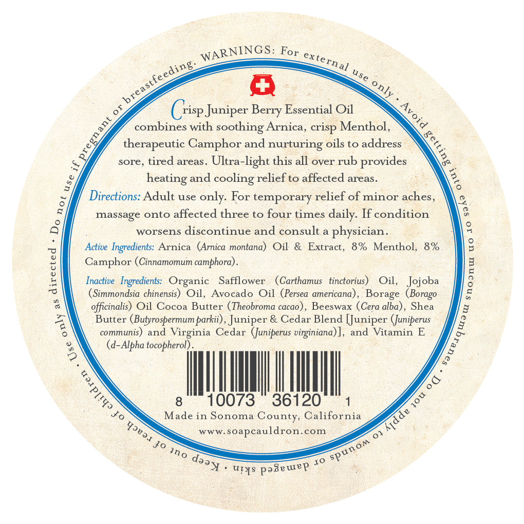 Deep Muscle Rub Juniper and Cedar with Arnica – Soap Cauldron